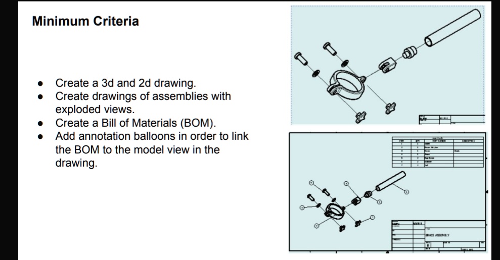 Minimum Criteria Create a 3d and 2d drawing. Create drawings of ...