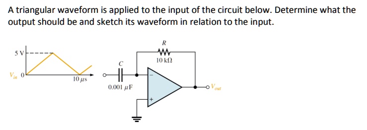 SOLVED: A triangular waveform is applied to the input of the circuit below. Determine what the ...