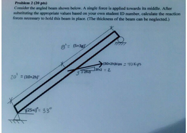 SOLVED: Problem 2 (20 pts): Consider the angled beam shown below. A ...