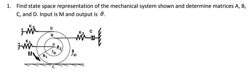 1. Find state space representation of the mechanical system shown and ...