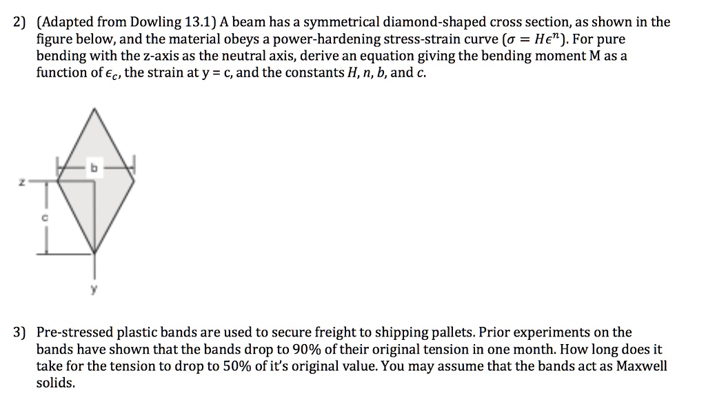 SOLVED: 2) (Adapted from Dowling 13.1) A beam has a symmetrical diamond ...