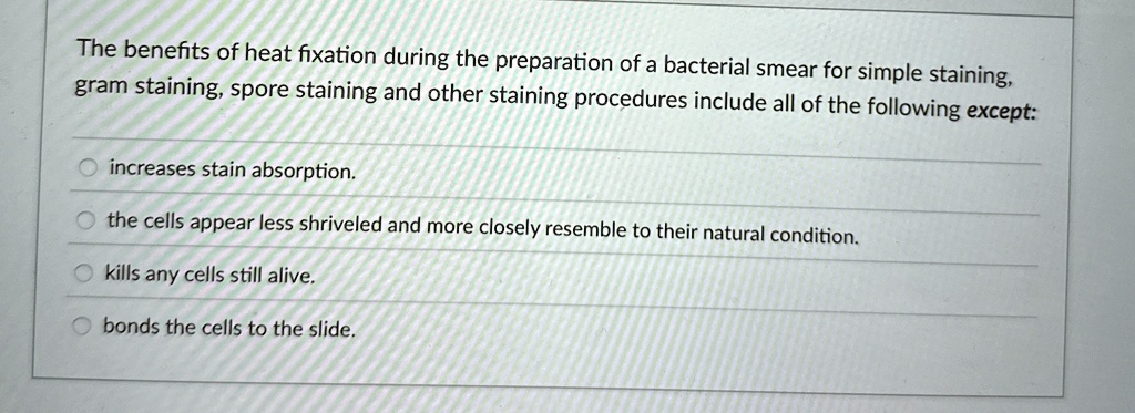 The benefits of heat fixation during the preparation of a bacterial ...