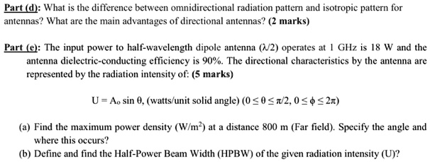part d what is the difference between omnidirectional radiation pattern ...
