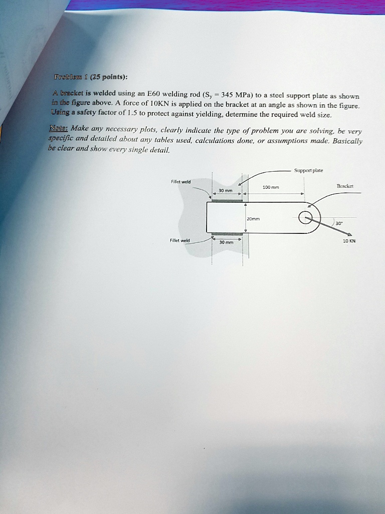SOLVED: Prble 1(25points): A brackei is welded using an E60 welding rod ...