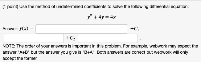 point) Use the method of undetermined coefficients t0 solve the ...