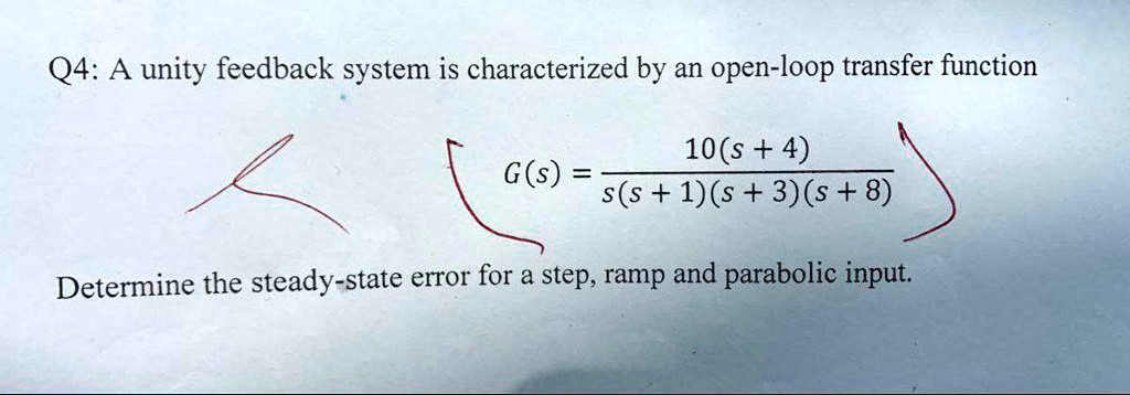 Solved Q4 A Unity Feedback System Is Characterized By An Open Loop Transfer Function 10s 4