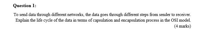 Question 1: To send data through different networks, the...