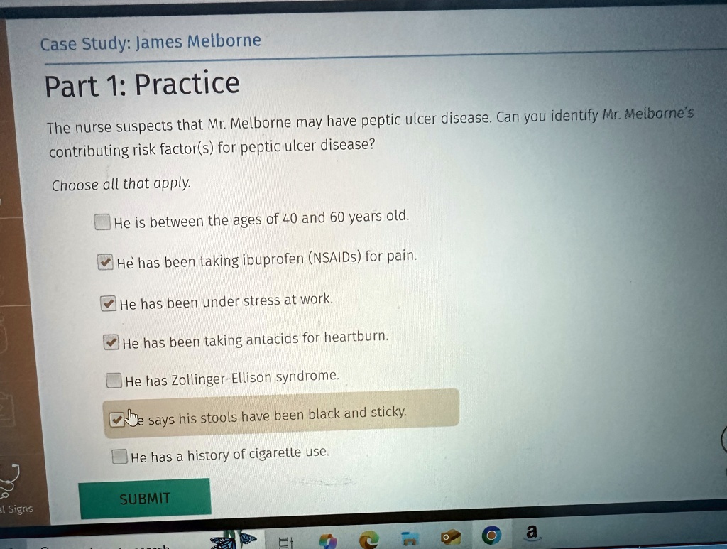 case study james melborne part 1 practice the nurse suspects that mr ...