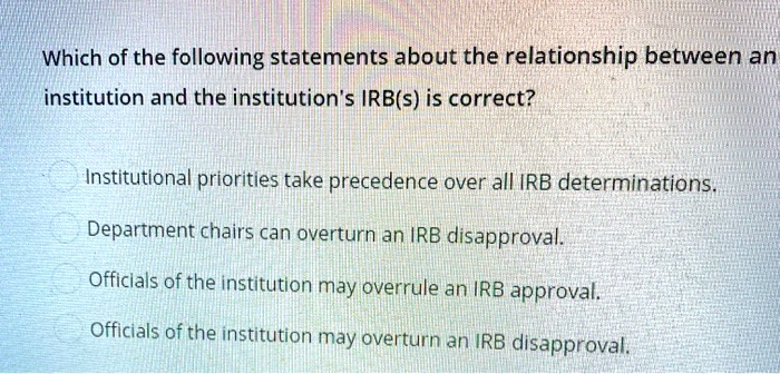 which of the following statements about the relationship between an institution and the ...