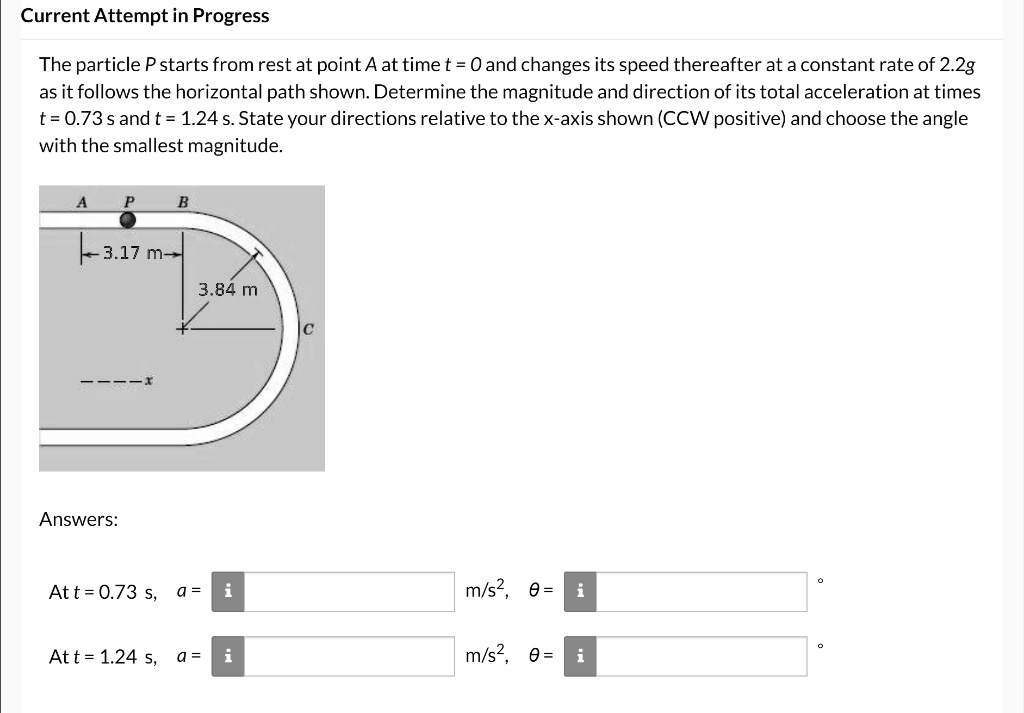 SOLVED: The particle P starts from rest at point A at time t = 0 and changes its speed ...
