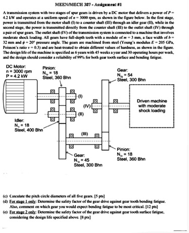 MEEN/MECH 387 - Assignment #1 A transmission system with two stages of ...