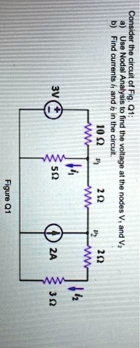 SOLVED: Consider the circuit of Fig.Q1. Find currents i and i in the circuit. Use Nodal Analysis ...