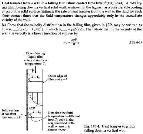 Heat transfer from a wall to a falling film (short contact...