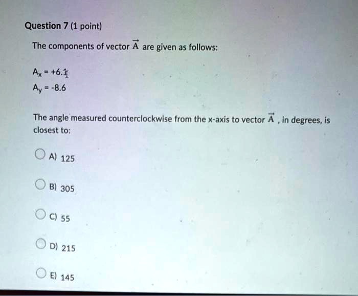 SOLVED: The components of vector A are given as follows: Ax = +6, Ay ...