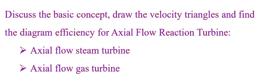 Discuss the basic concept, draw the velocity triangles and find the ...