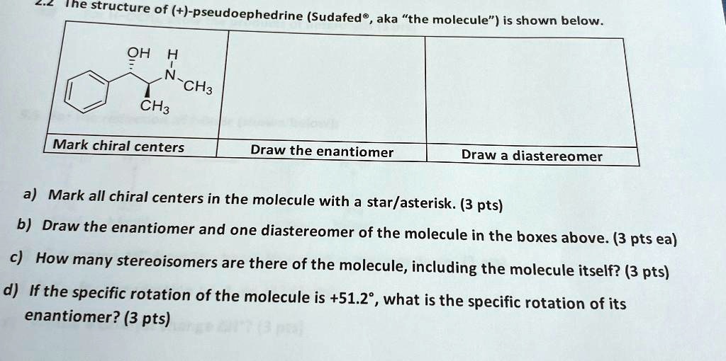 ructure of pseudoephedrine sudafedoaka the molecule is shown below oh ...