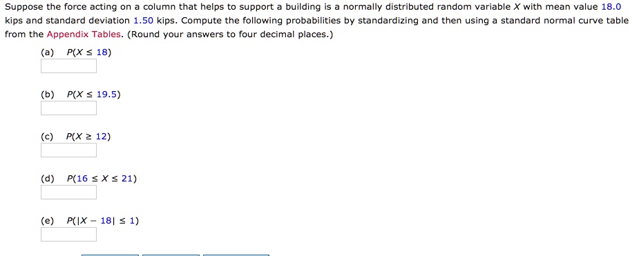 SOLVED: Suppose the force acting column that helps to support building normally distributed ...