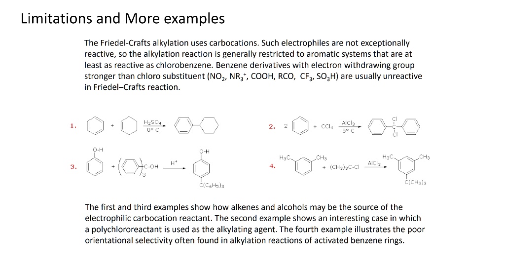 SOLVED: Limitations and More Examples: The Friedel-Crafts alkylation ...