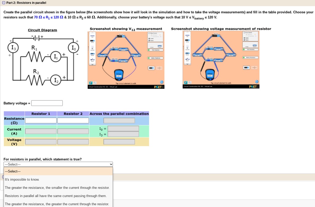 SOLVED:Part 2: Resistors parallel Create the parallel circuit shown in ...