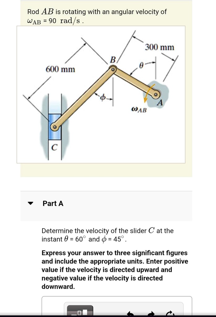 Rod AB is rotating with an angular velocity of ωAB = 90 rad/s ...