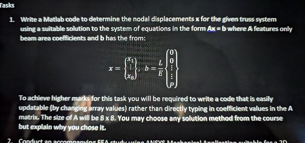 Solved Write A Matlab Code To Determine The Nodal Displacements X For The Given Truss System