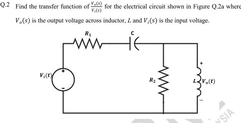SOLVED: Q.2 Find the transfer function of Vo(s) for the electrical ...