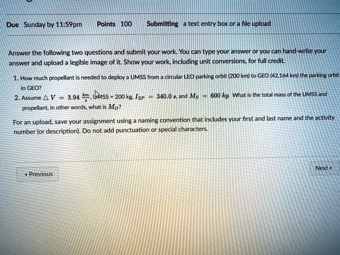 SOLVED: Text: Due Sunday by 11:59 pm Points: 100 Submitting text entry box or file upload Answer ...