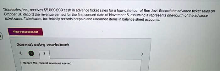 Ticketsales Inc. receives 5,000,000 cash in advance ticket sales for a ...