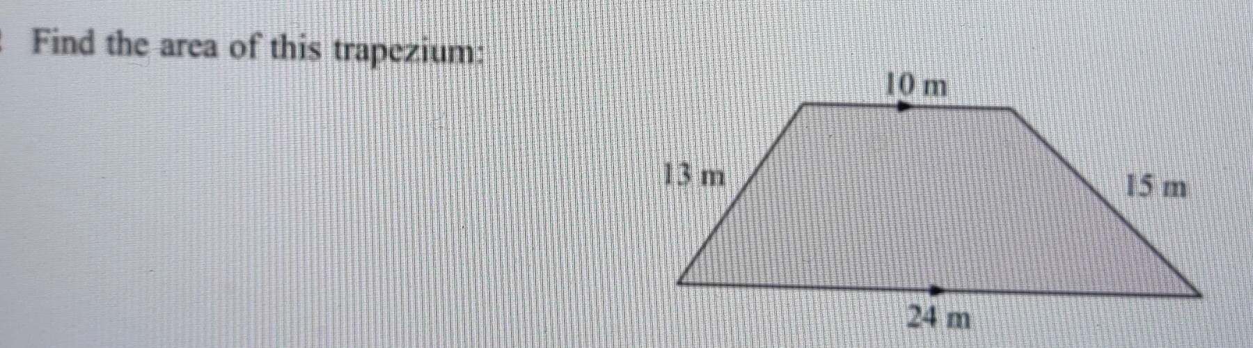 SOLVED: Find the area of this trapezium: