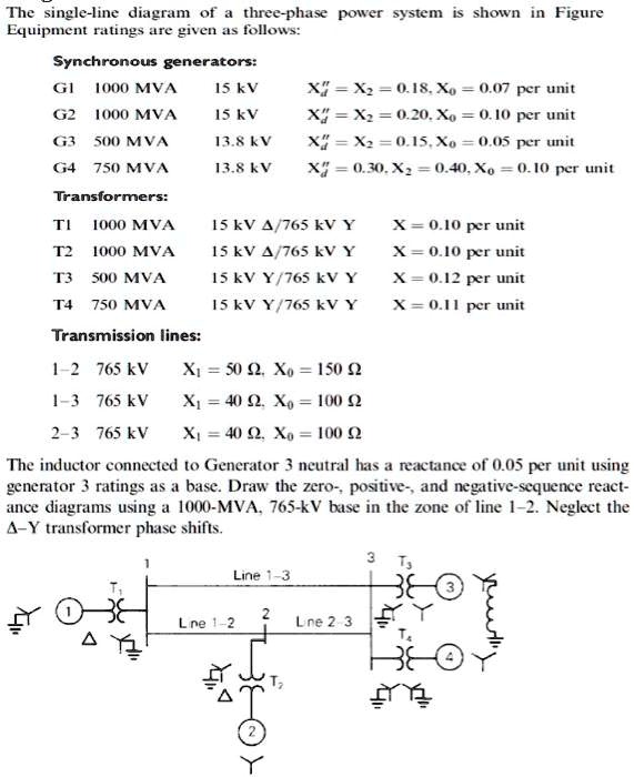 SOLVED: The single-line diagram of a three-phase power system is shown in Figure 1. Equipment ...