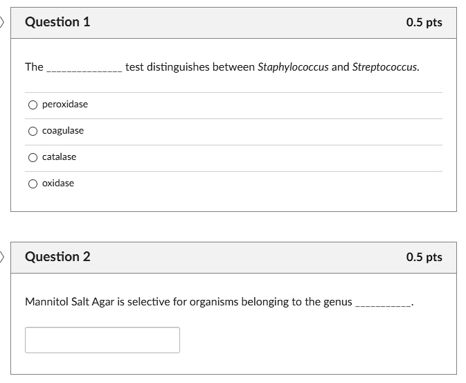 SOLVED: Question 1 0.5 pts The test distinguishes between ...