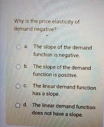 Why is the price elasticity of demand negative? a. The slope of the ...