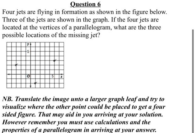 Question 6 Four jets are flying in formation as shown in the figure ...
