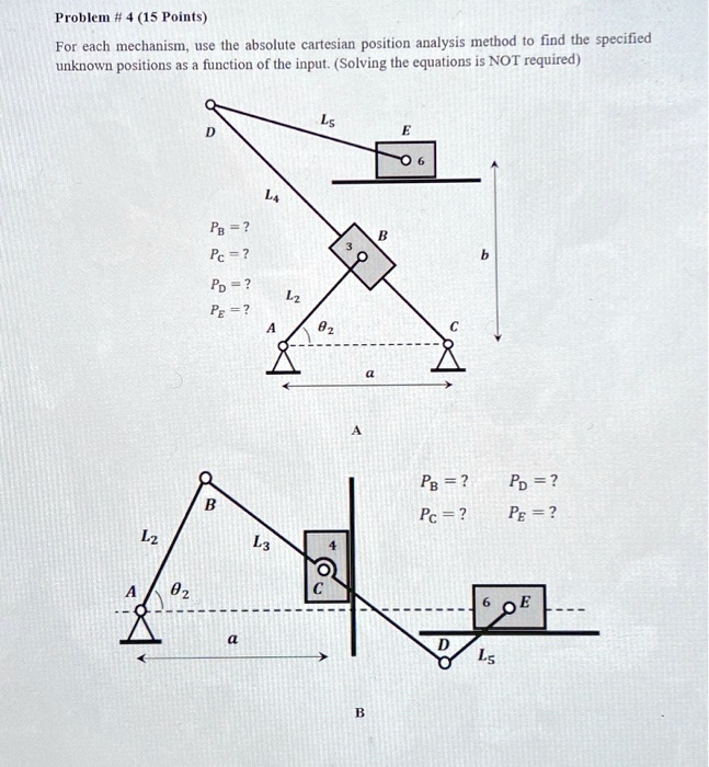 Problem #4 (15 Points) For each mechanism, use the absolute cartesian ...