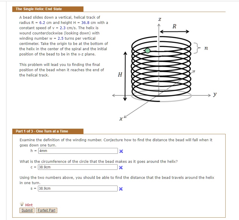 SOLVED: The Single Helix: End State A bead slides down vertical ...