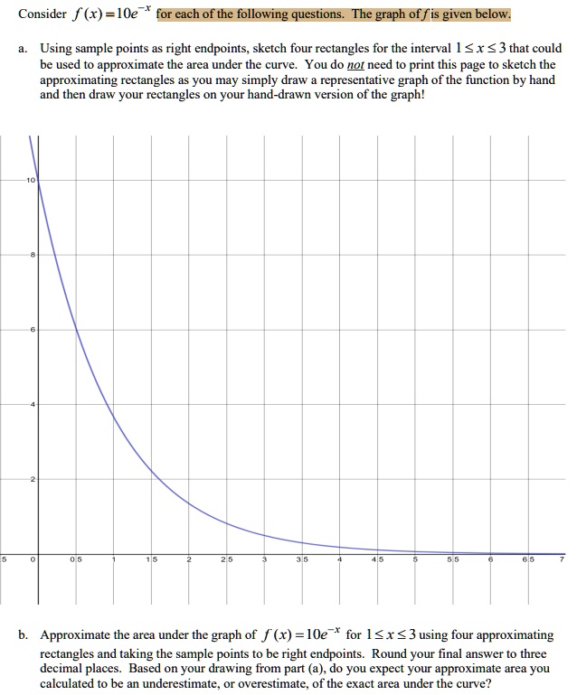 SOLVED: Consider f (x) =lOe for each of the following questions. The graph of f is given below ...
