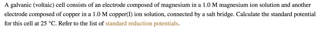 SOLVED: galvanic (voltaic) cell consists of an electrode composed of ...