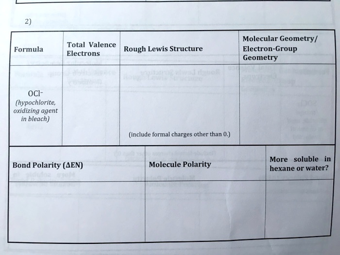 SOLVED: Molecular Geometry / Electron-Group Geometry Total Valence ...