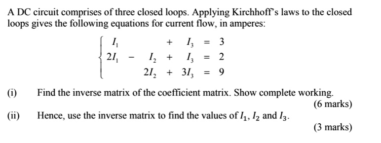 SOLVED: A DC circuit comprises of three closed loops. Applying Kirchhoff s laws to the closed ...