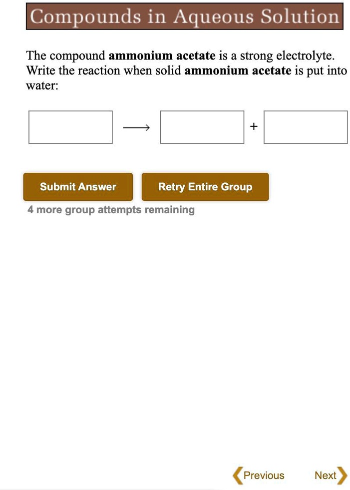 SOLVED: 'I really need help with this!!!!!!!! Compounds in Aqueous ...