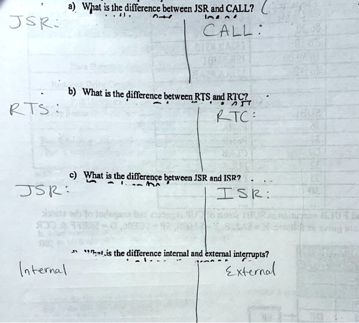 JSR: a) What is the difference between JSR and CALL? CALL: b) What is the difference between RTS ...