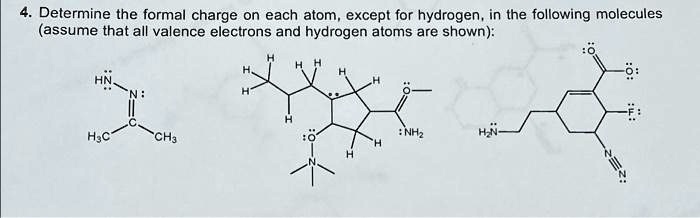 determine the formal charge on each atom except for hydrogen in the ...