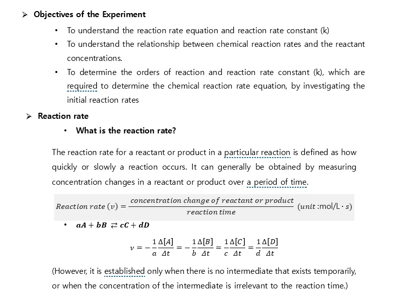 SOLVED: Objectives of the Experiment: To understand the reaction rate ...