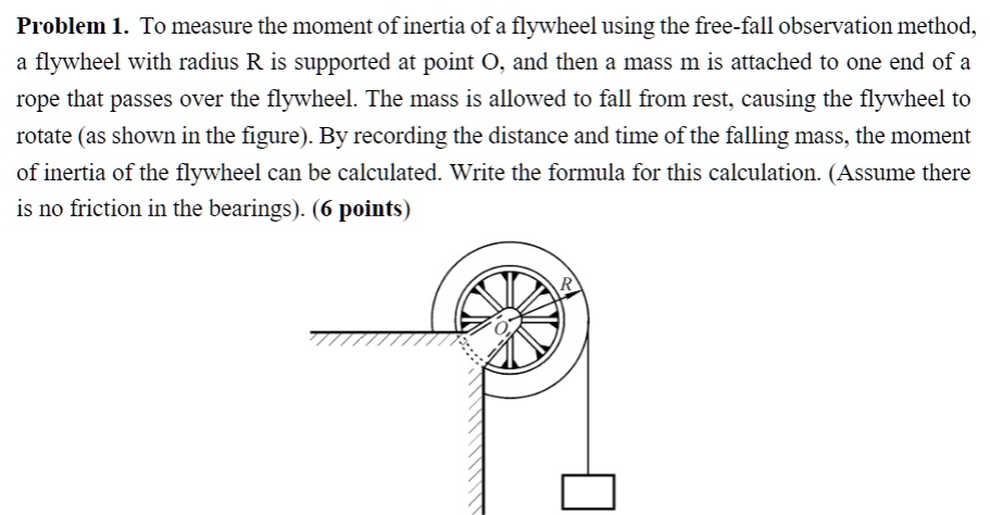 SOLVED: Problem 1. To measure the moment of inertia of a flywheel using ...