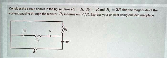Consider the circuit shown in the figure. Take R1 = R, R2 = R and R3 = 2R, find the magnitude of ...