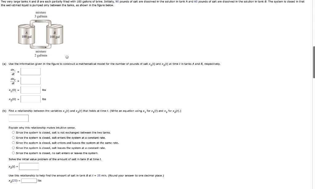 the well stirred liquid is pumped only between the tanks as shown in ...