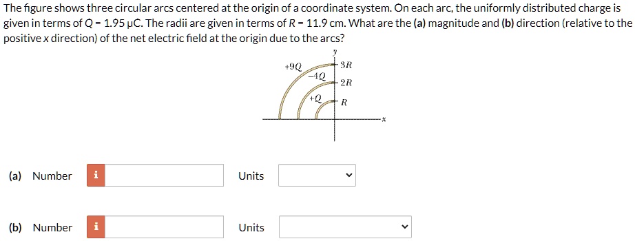 SOLVED: The figure shows three circular arcs centered atthe origin of a coordinate system: On ...
