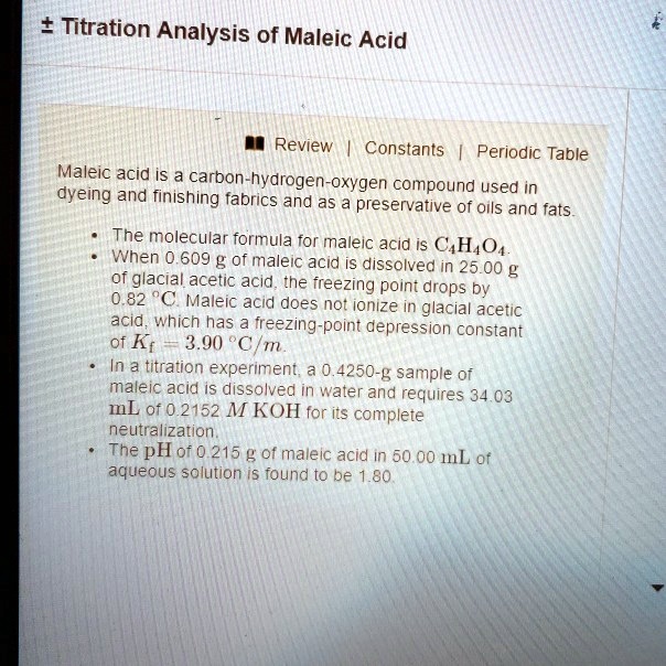 titration analysis of maleic acid review constants periodic table ...