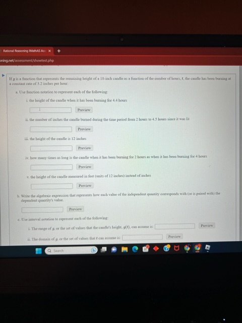 SOLVED: If g is a function that represents the remainiag height of a 18 ...