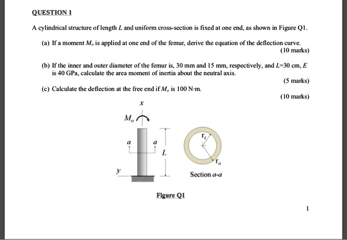 A cylindrical structure of length L and uniform cross-section is fixed ...